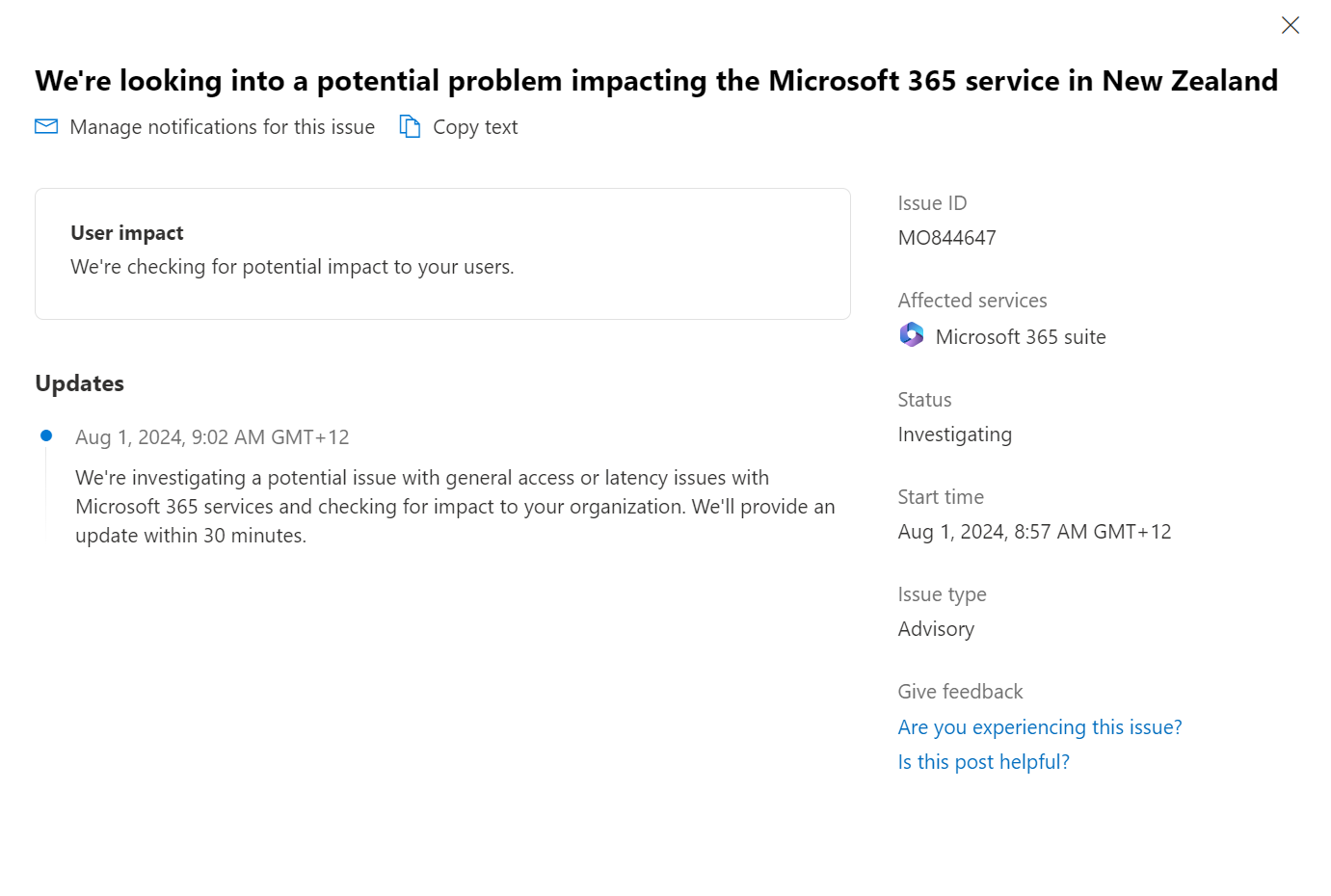 Microsoft Service Outage 1 August - IT Solutions and Managed Services